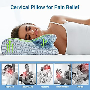 BiAnYC Cervical Memory Foam Contour Pillows, Contour Memory Foam Pillow, Ergonomic Neck Support Pillow for Side Back Stomach Sleeper Remedial Pillows
