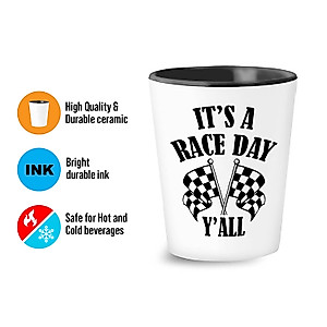 Bubble Hugs Racer Shot Glass 1.5oz - It's A Race Day Y'All - Car Racing Drag Race Dirt Track Racing Auto Enthusiast Dirtbike