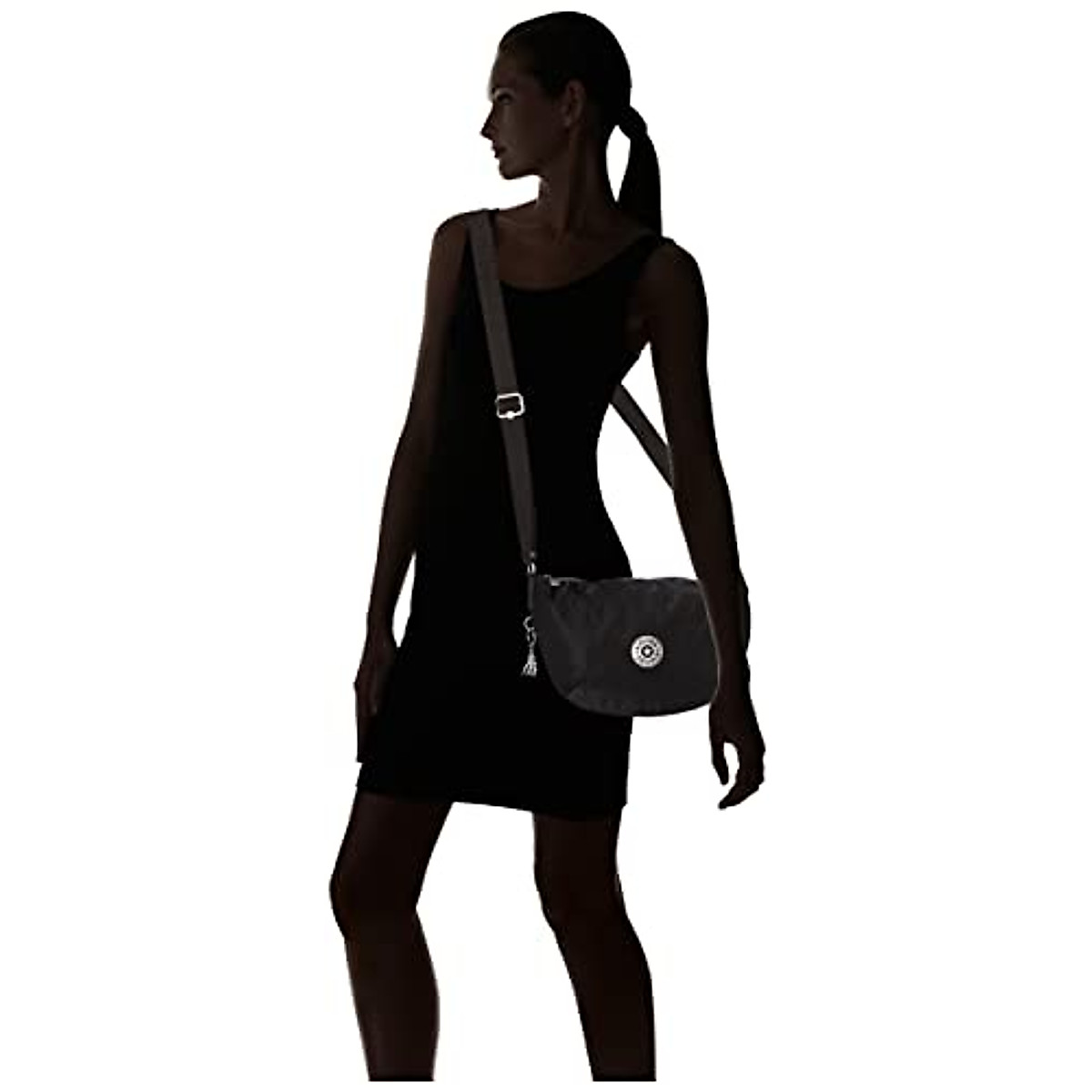 Kipling womens Anila Crossbody Handbag, Black Shine, 12.75 L x 8.75 H 1.25 D US