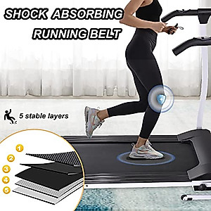 FYC Folding Treadmill for Home Portable Electric Treadmill Running Exercise Machine Compact Treadmill Foldable for Home Gym Fitness Workout Jogging Walking, White