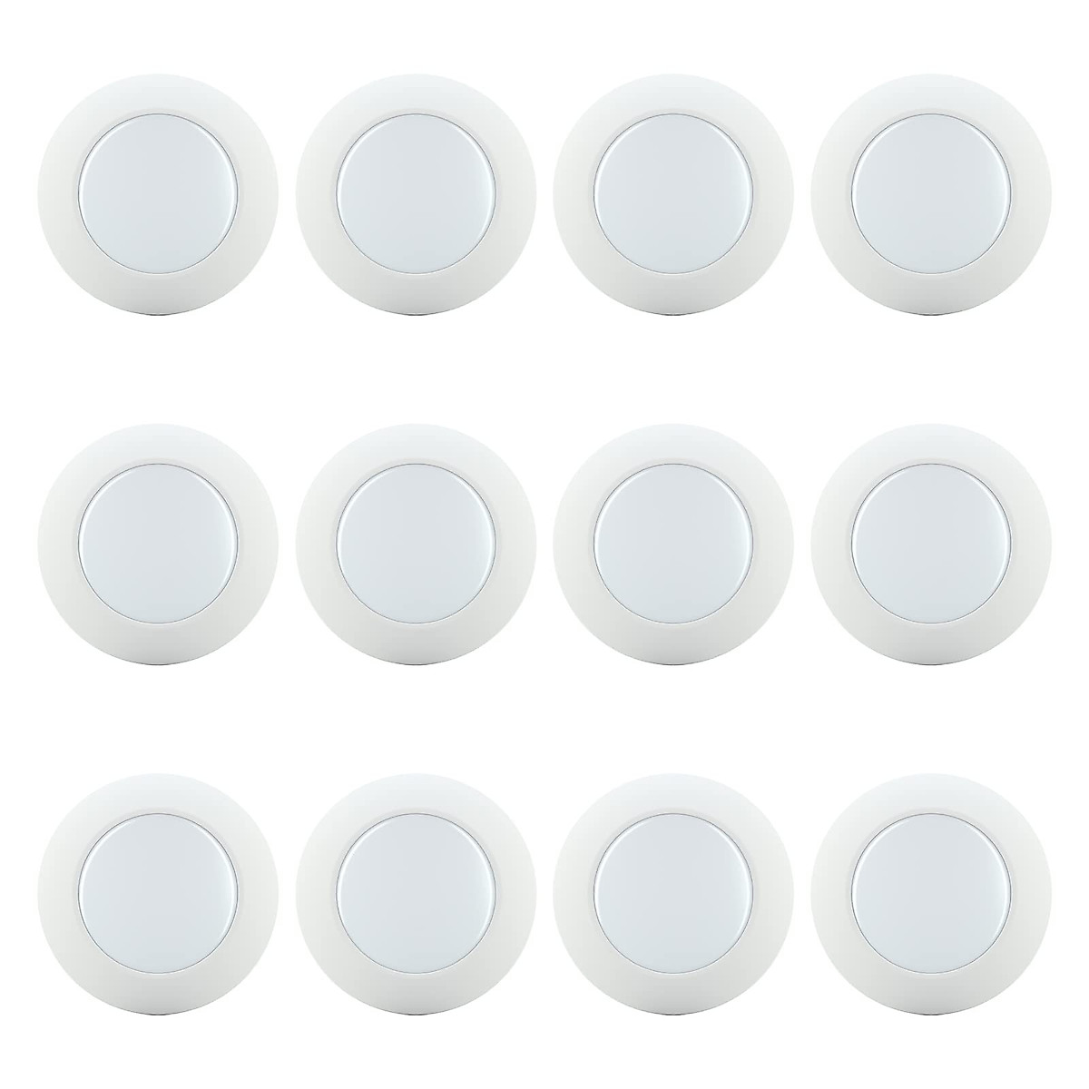 OREiN Disk Light Flush Mount Downlight 12Pack UL Energy Star Certified 1050lm Recessed Retrofit Ceiling Lights 5000k, 15W=120W, Dual Install into Junction Box & Can