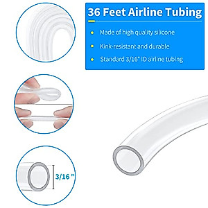 AquaMonica Aquarium 355 Inch Airline Tubing Air Pump Accessories Set 6 Barb Check Value for Fish Tank 8 Aquarium Suction Cups 6 Barb air Controller and 18 in Total for I,L,T Shape Barb Connectors