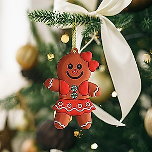 12pcs Christmas Ornaments Cute Santa Claus Xmas Tree Decorations Plastic Figurines Ornaments with Sugar Cookie House for Christmas Tree Hanging Party Ornaments DIY Decor 3 Inch Tall