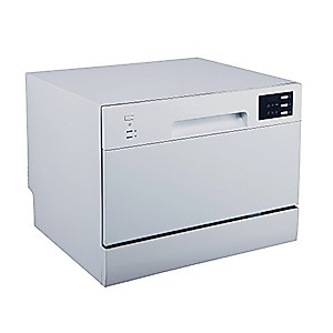 SPT SD-2225DS Compact Countertop Dishwasher/Delay Start Energy Star Portable Dishwasher with Stainless Steel Interior and 6 Place Settings Rack Silverware Basket/Apartment Office Home Kitchen, Silver