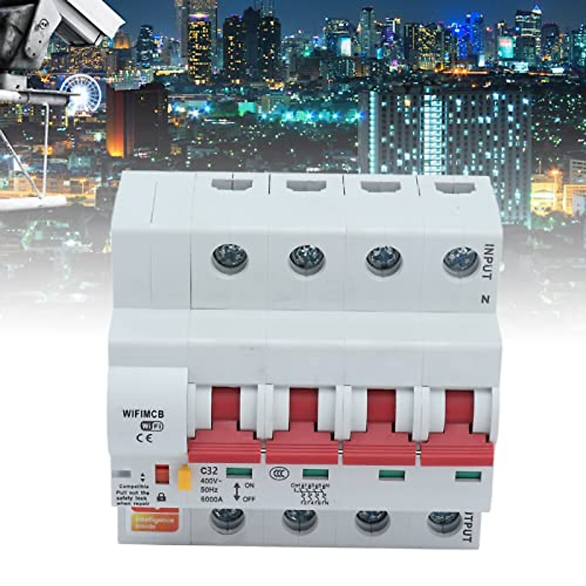 Tgoon Circuit Breaker, AC 400V IP20 Protection Level Bluetooth Boat Audio Circuit Breaker with Safe Lock for Mountain Facility for Isolated Island Power Supply(32A)