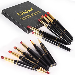 evpct 6Pcs Red Lip Liner and Lipstick Lip Stain Crayon Gift Set for Women DNM Dark Deep Red Nude Long Lasting 24 Hour Matte Color Stay, labiales mate 24 horas originales