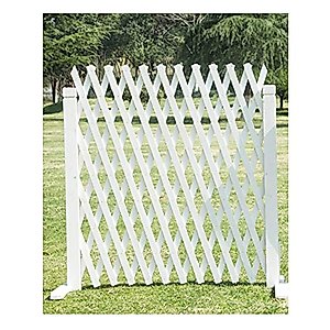 LIXIONG Garden Fence Outdoor Decorative Expanding Fence Animal Barrier Wooden Privacy Screen for Patio Plants Growing，2 Colour 4 Size (Color : White, Size : 150x210cm)