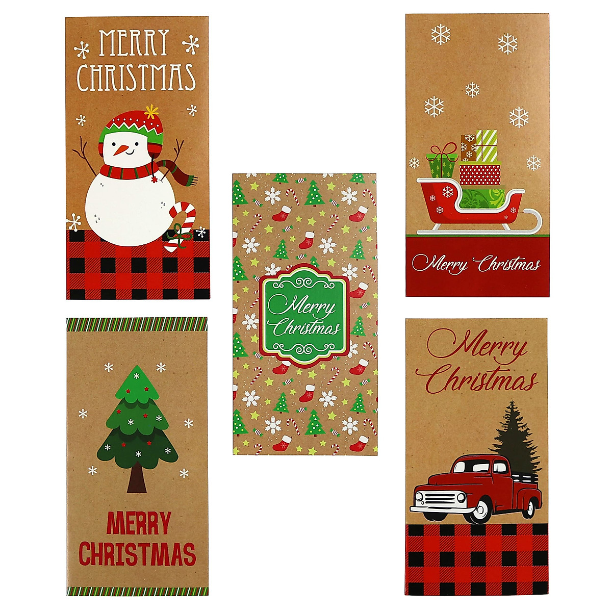 Iconikal Kraft Christmas Gift Card/Money Holders and Envelopes, 30-Count