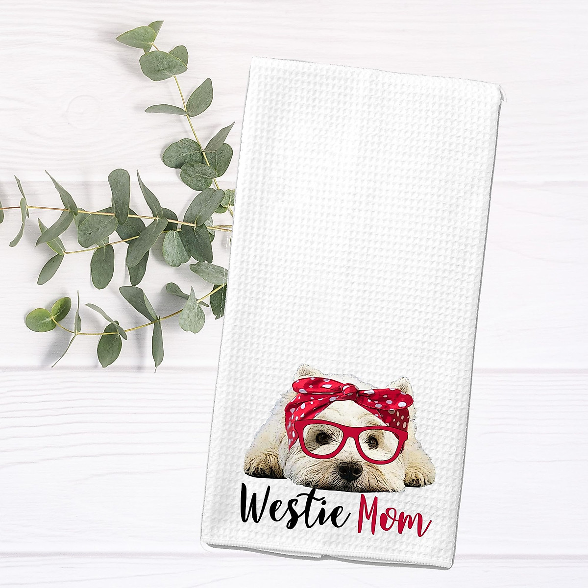 Westie Mom West Highland Terrier Microfiber Kitchen Tea Bar Towel Gift for Animal Dog Lover