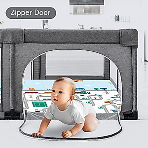 Extra Large Baby Playpen with Play Mat, Yacul 79x71 inches Giant Toddler Play Yard for 2-5 Babies, Large Activity Center Play Area 38.75 sq.Ft for Indoor Outdoor Dark Gray_XXL