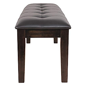 Signature Design by Ashley Haddigan Traditional Upholstered Dining Room Bench, Dark Brown