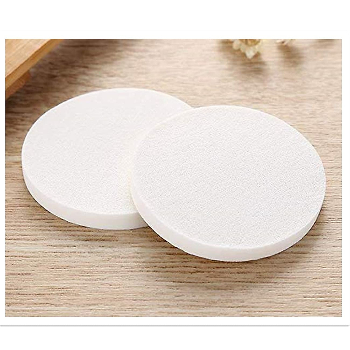 VNDEFUL 20Pcs Makeup Sponge Facial Powder Puff Wet and Dry Dual Use, Cosmetics Blush Applicators Round Sponges Foundation, White