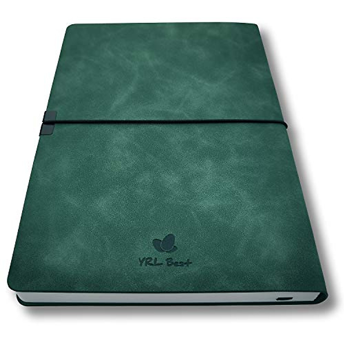 YRL Best Writing Journal Notebook, College Ruled/Lined, A5, 5.8x8.3”, Premium Faux Leather Soft Cover, Fine Thick Paper, Sewn Bound, Inner Pocket, Elastic Closure Wrap, Pen Loop, Lays Flat, Green