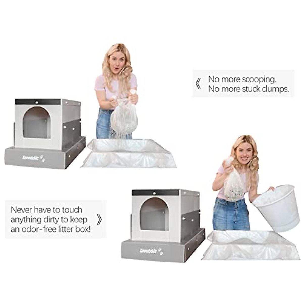 SpeedySift Hooded Cat Litter Box Starter Kit, Includes 56ct Disposable Sifting Liners, Material: Corrugated Plastic Board