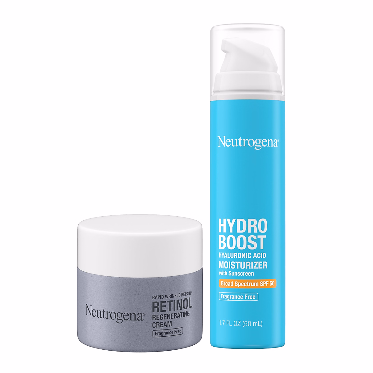 Neutrogena Skin Vitals Regenerating Duo, Visible Repair Regenerating Cream, 1.7 oz, & Hydro Boost SPF 50 Facial Moisturizer, 1.7 fl. oz, Fragrance Free Skincare + Hyaluronic Acid, 2 Items