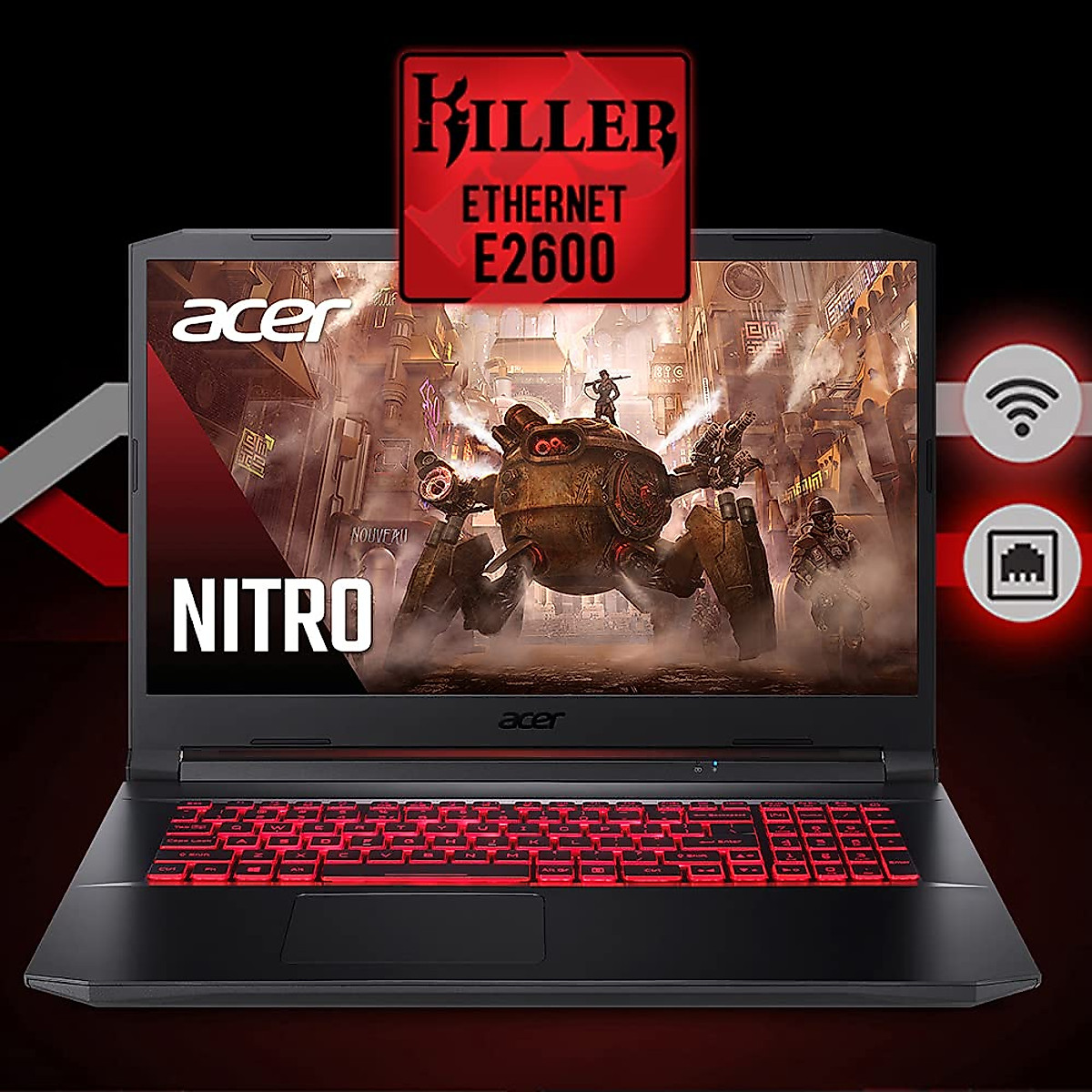 Acer Nitro 5 AN517-41-R7FP Gaming Laptop, AMD Ryzen 5 5600H Hexa-Core Processor | NVIDIA GeForce RTX 3060 Laptop GPU | 17.3" FHD 144Hz IPS Display | 16GB DDR4 | 512GB NVMe SSD | WiFi 6 | BL Keyboard