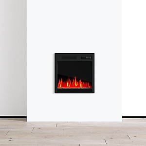 20" Electric Fireplace Wall Recessed Heater, 1500W/5100BTU (Black)