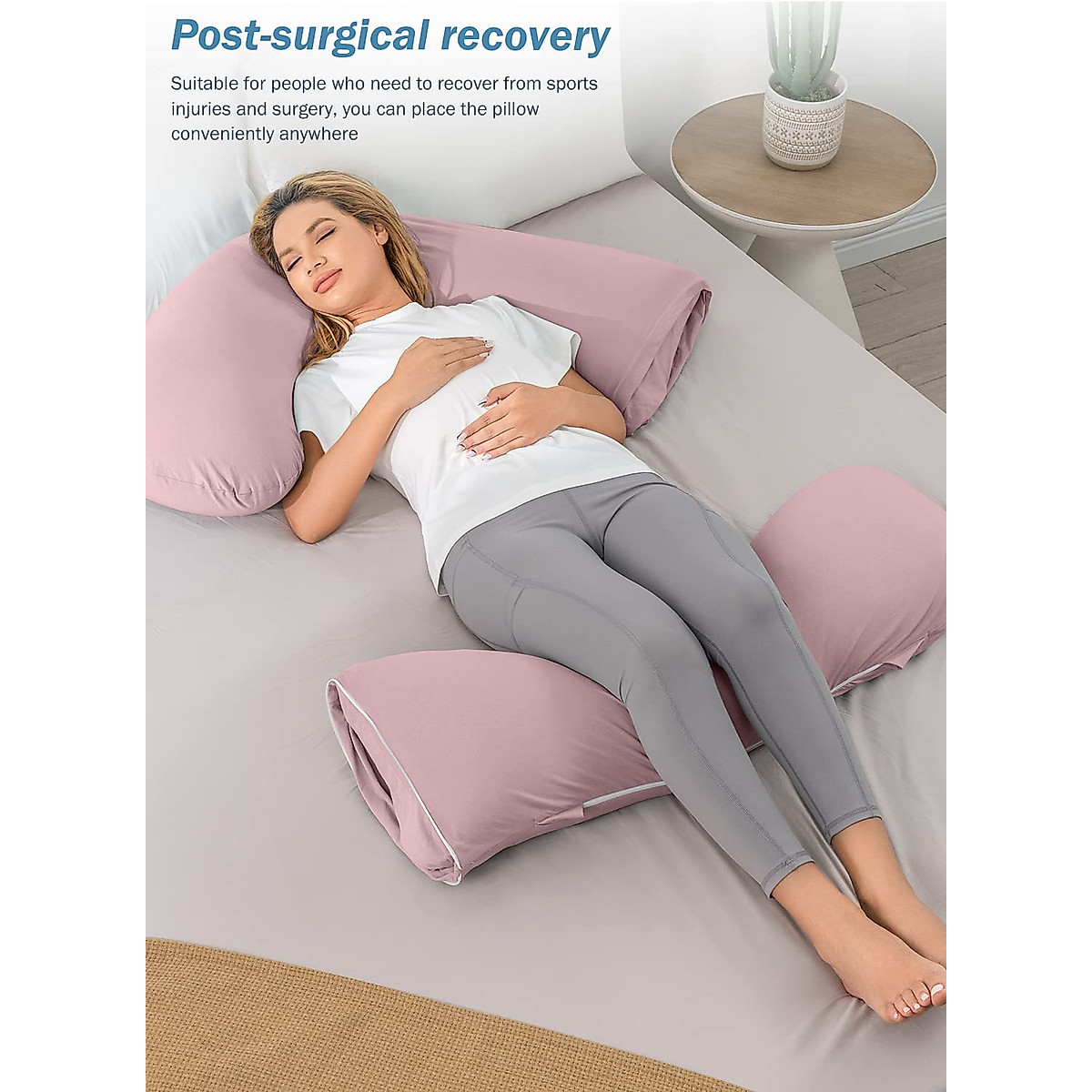 INSEN Pregnancy Pillow for Sleeping,Maternity Body Pillow for Pregnancy Women,Pregnancy Support Pillow for Back, Hip Pain,Grey