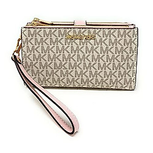 Michael Kors Jet Set Travel Double Zip Wristlet (vanilla softpink)