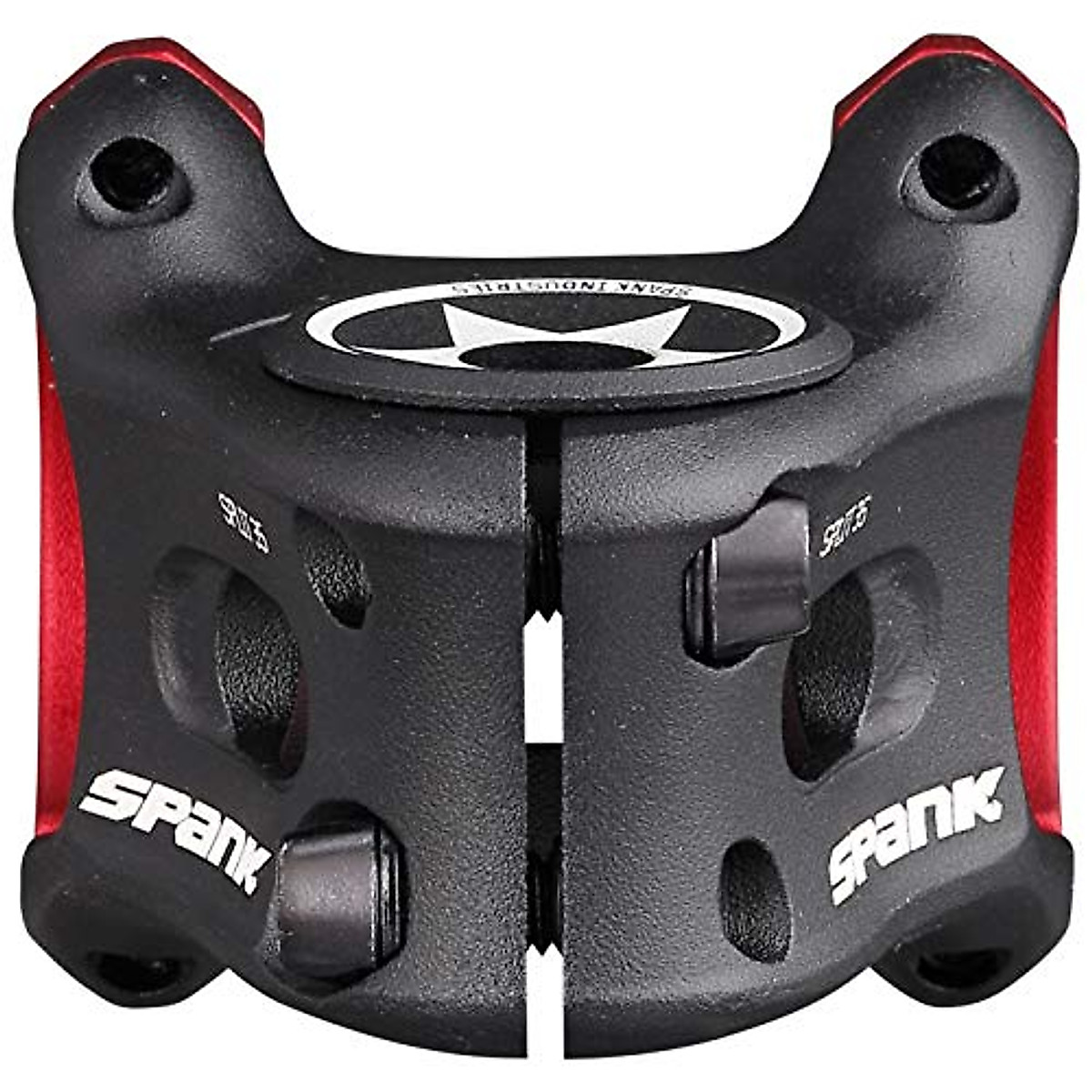 Spank Split Enduro Trail Shotpeen Anodized Bicycle Stem (38mm), Universal Fit, Cycling Stem, Mountain Bike Stem, Bar Clamp, Shotpeen Anodized Stem, CNC-optimised (Red)