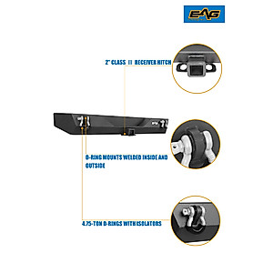 EAG JK Rear Bumper W/Tire Carrier & Adjustable Tire Mount Fit for 2007-2018 Wrangler JK
