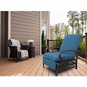 Kozyard Adjustable Outdoor Patio Reclining Lounge Chair - Comfortable Cushioned Recliner Chair with Strong Extendable Metal Frame for Sunbathing, Reading, Relaxation (Aqua)