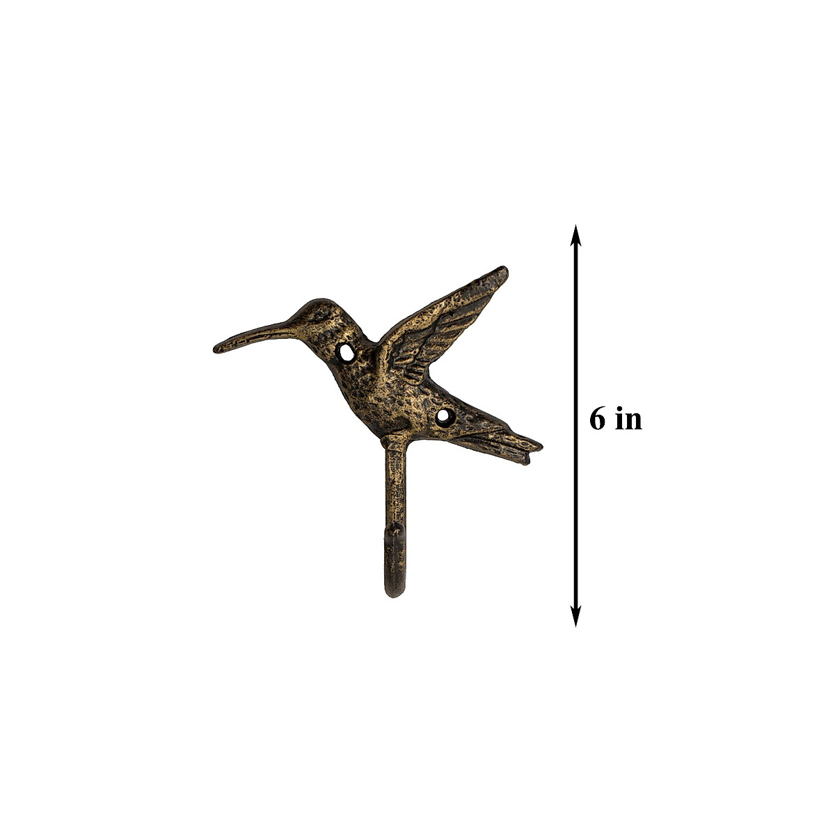 FantasHome Wall Mounted Cast Iron Home Decor Single Hook with Unique Design (Hummingbird)