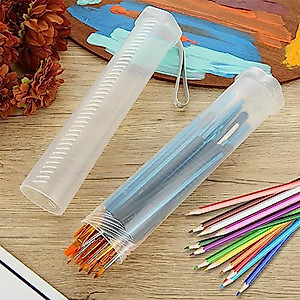 Geynutaly 4 Piece Extendable Plastic Paint Brush Case Clear Long Paint Brush Holder Tube Storage Pencil Container