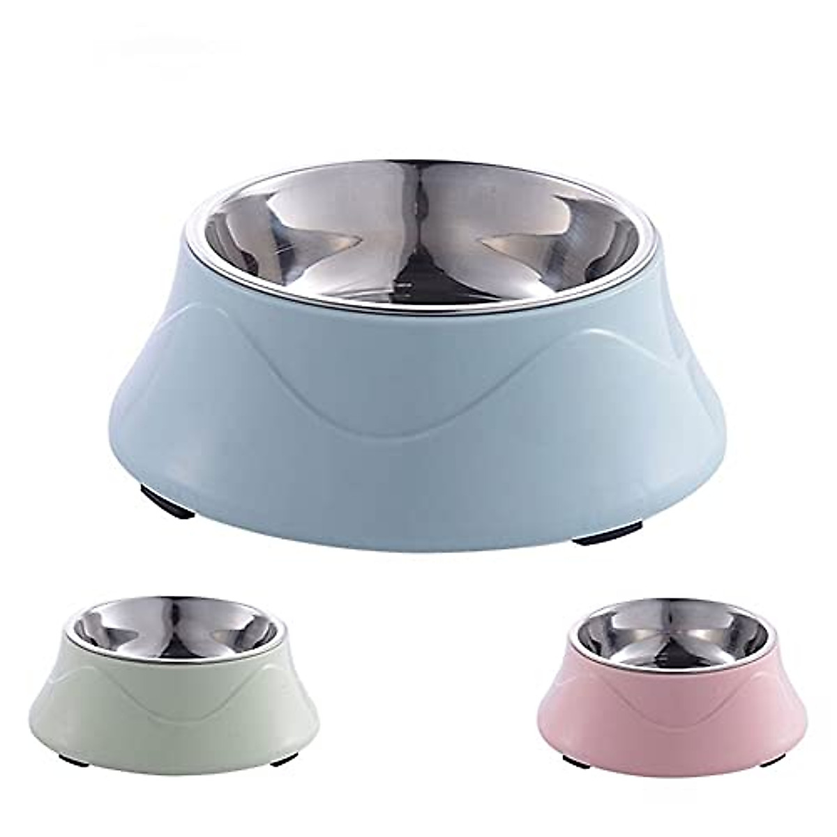 FUUIE Bowls for Food and Water Stainless Steel Pet Bowl Plastic Flower Dog Bowl Cat Food Double Water Bowl Feeder Puppy Pet Supplies (Color : Blue)
