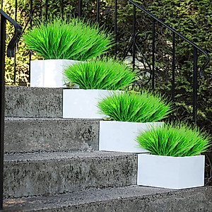 SCNBAORE Artificial Wheat Fake Tall Grass - 8 Bundles Artificial Grass Outdoor UV Resistant, No Fade Faux Plastic Plants for Indoor Outdoor Window Home Garden Decoration