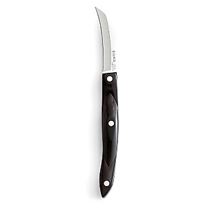 CUTCO Model 3120 Bird's Beak Curved Paring Knife. Classic Dark Brown handles (often called"Black"). 2.9” High Carbon Stainless blade.