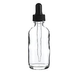 All 4 You Boston Round Glass Bottle with Dropper, Clear, 4 oz, 120ml, 6 Piece