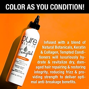 Pure Blends Tempted Intense Color Depositing Conditioner - Provides Strength, Eliminates Color Fade & Maintains Vivid Tones - Sulfate, Sodium Chloride, Paraben & Gluten Free - 8.5 Oz (Orange)