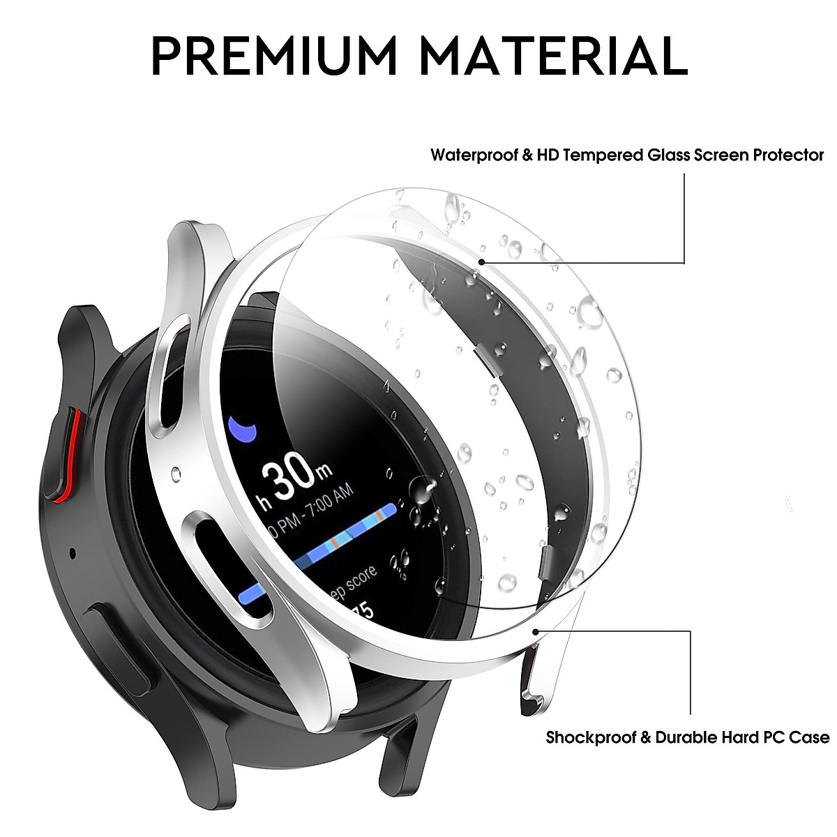 Bougraite 12+4 Pack Case for Samsung Galaxy Watch FE/5/4 40mm with Tempered Glass Screen Protector, Waterproof Hard PC Bumper Scratch Resistant Protective Cover Compatible with Galaxy Watch FE/5/4 40mm