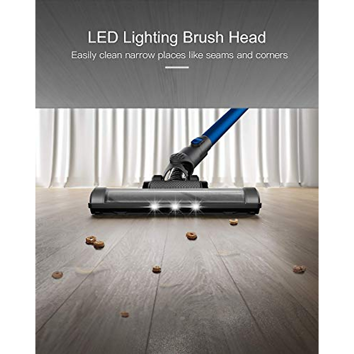 PUWEIKE Stick Vacuum Cleaner Cordless 23000pa Strong Suction Vacuum Cleaner with Bed Brush, Air Purification Pet Vacuum, Lightweight Handheld Vaccum for Car, Pet Hair, Carpet, Hard Floor