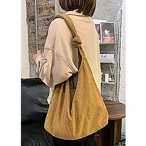 Womens Tote Bag Shoulder Bag Corduroy Messenger Bag Handbags Chic Hobo Bag Purses for Women School Shopping Travel