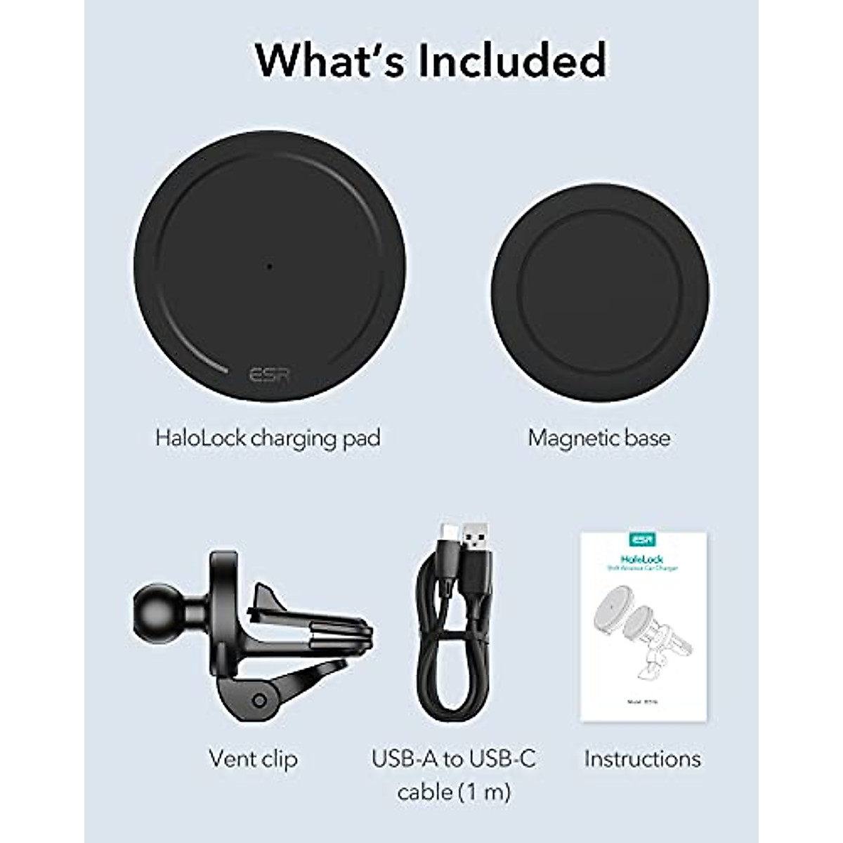 ESR Shift Wireless Car Charger (HaloLock), Compatible with MagSafe Car Charger, 2 Charging Modes, Detachable Fast Charging Pad, Car Phone Holder Mount for iPhone 14/13/12 Series, Car Accessories