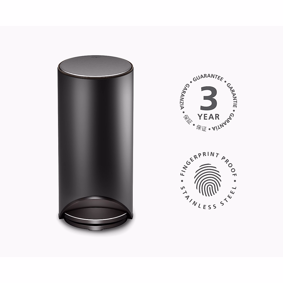 Joseph Joseph Arc 30L/7.9 Gallon Slimline Pedal Bin with Easy Push Pedal, Liner Pocket, Odor Seal, Soft-Close Lid, Fingerprint-Proof, Removable Inner Bucket, Carbon Black