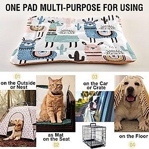 YETTASBIN Cute Llama Crate Pet Bed, Portable Washable Dog Cat Mat, Soft Comfortable Pet Mattress with Non-Slip Bottom for Dogs Cats Sleeping, 24 x 18 Inch