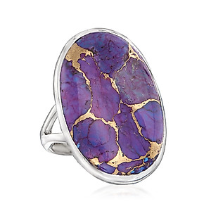 Ross-Simons Oval Purple Turquoise Ring in Sterling Silver. Size 8