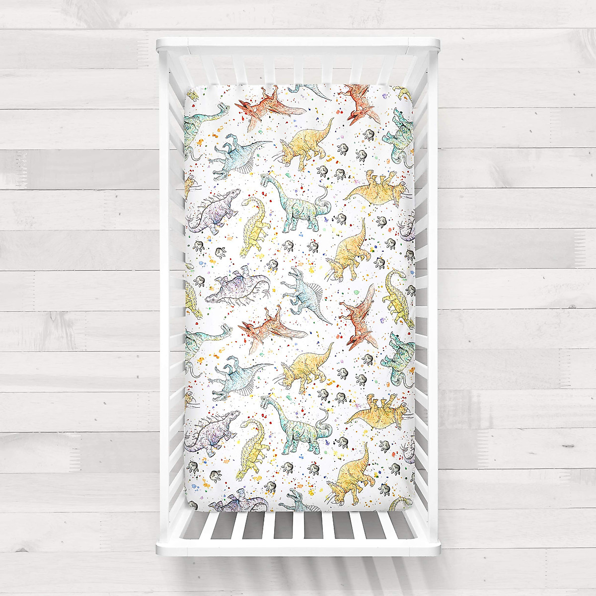 9 Piece Dinosaur Nursery Set | Crib Sheet | Blanket | Art Prints | Changing Pad Cover