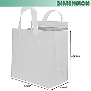 AIVYGDEN Insulated Take Away Bags,Thermal Insulation Food Bag for Coffee,Milky Tea,Take-away Dinner,Fresh Seafood,Cold or Warm Food drive for Restaurant,Retail Store or Picnic/BBQ (White / 12-Pack)