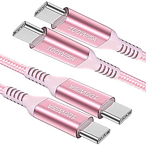Awnuwuy 100W USB C to USB C Cable Pink, 10ft Long [2-Pack], Type C Super Fast Charging, USB C Charger Cord for iPad Pro 11 inch 3rd Generation, MacBook Air, Samsung S22 S21 S20 Ultra, Google Pixel 6