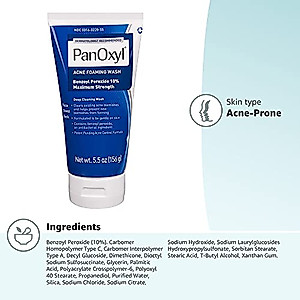 PanOxyl Acne Foaming Wash Benzoyl Peroxide 10% Maximum Strength Antimicrobial, 5.5 Oz