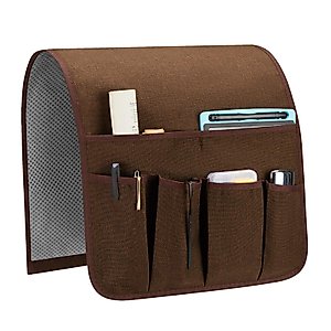 SYSOV Sofa Armrest Organizer, Remote Control Holder for Recliner Couch, Arm Chair Caddy with 5 Pockets for Magazine, Tablet, Phone, iPad