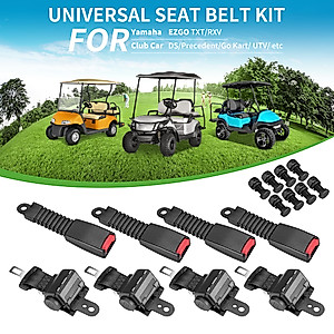 10L0L 4PCS Universal Retractable Golf Cart Seat Belt Kit for EZGO, Yamaha, Club Car, etc. Fits Front Rear Seat