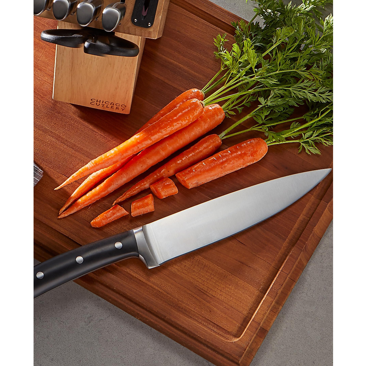 Chicago Cutlery Damen (10-PC) Built-In Sharpener Kitchen Knife Block Set with Steak Knives, Ergonomic Handles and Sharp Stainless Steel Professional Chef Knife Set