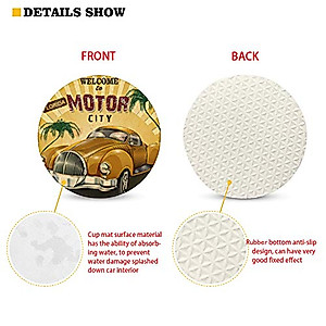 UZZUHI Sunflower Cow Print Car Coasters for Women Cup Holders Drinks 2.8" Polyester Cup Coaster Soft Car Cup Pad Mat for Car Living Room Kitchen Office to Protect Car and Furniture,Aqua Cartoon Waves