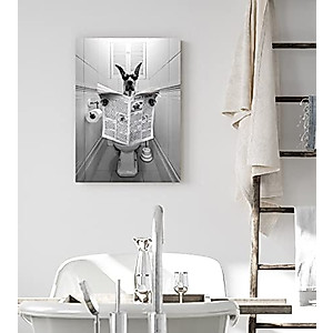 kvtiwee Custom Pet Portrait from photo, Pet in Toilet Canvas Print Wall Art, Black and White Funny Bathroom Art, Personalized Pet Gift, Custom Pet Dog Cat Poster Printable