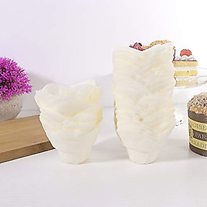 Luxshiny Cupcake Wrappers 100pcs Truffle Wrappers Paper Chocolate Candy Cups Flower Shaped Truffle Cups Baking Liners for Parties Cupcakes Muffins Mini Snacks White Cupcake Liners